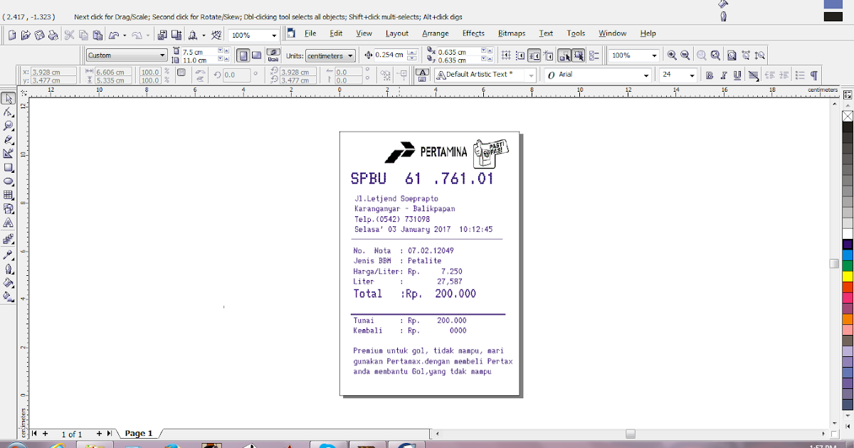 Struk Pom Bensin: Struk POM Bensin Editan
