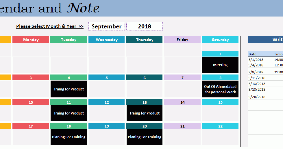 10. Latest Calendar And Notes | Best excel calendar template - Get 2 ...