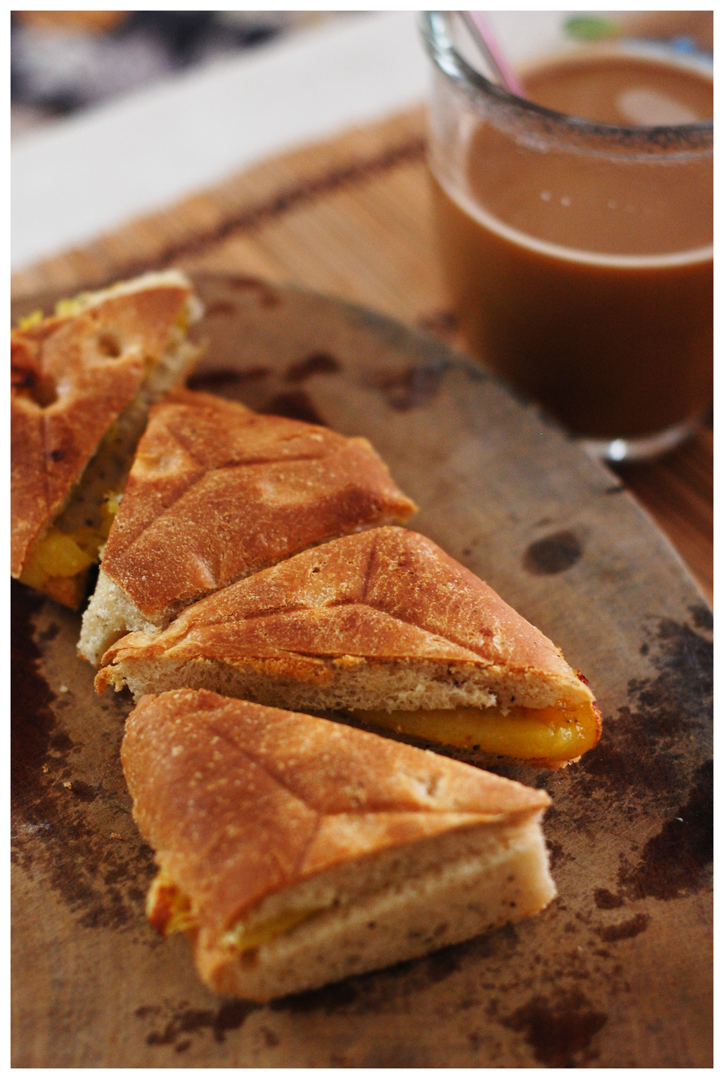 Toasted focaccia with banana