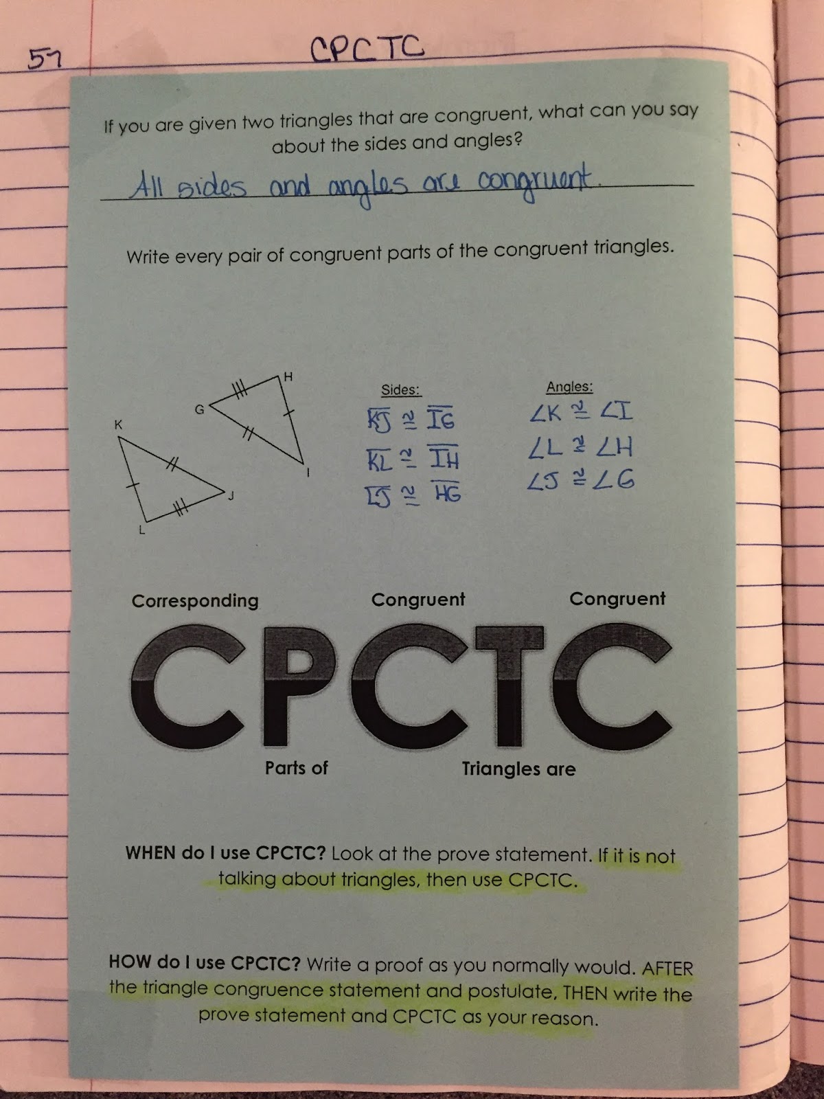 misscalcul8: Geometry Unit 5: Congruent Triangles Interactive Notebook