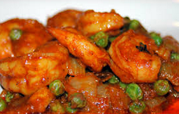 Mubasheera's Recipes: kadai Matar Jhinge (Peas and Prawns Curry)