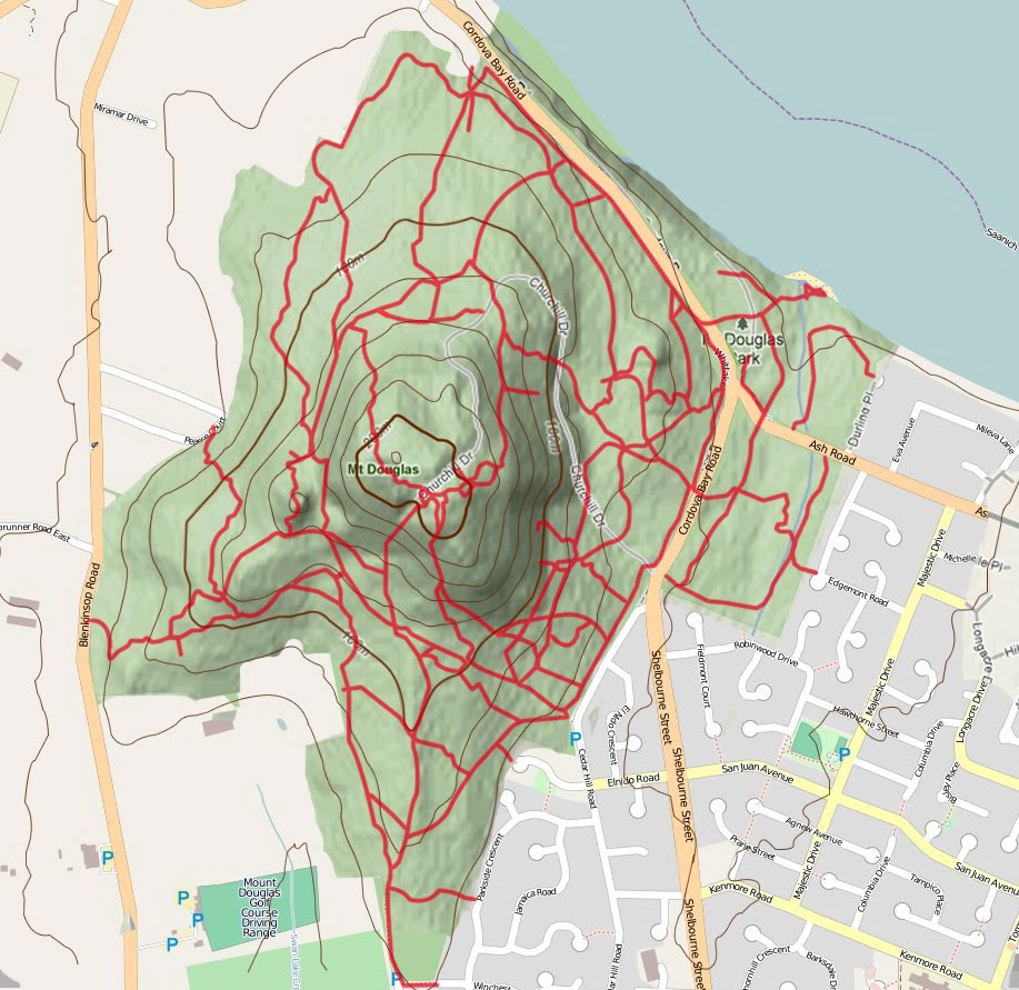 Running, Rocks and Rock: Mount Doug Victoria, BC Trail Maps, (Hillshade ...