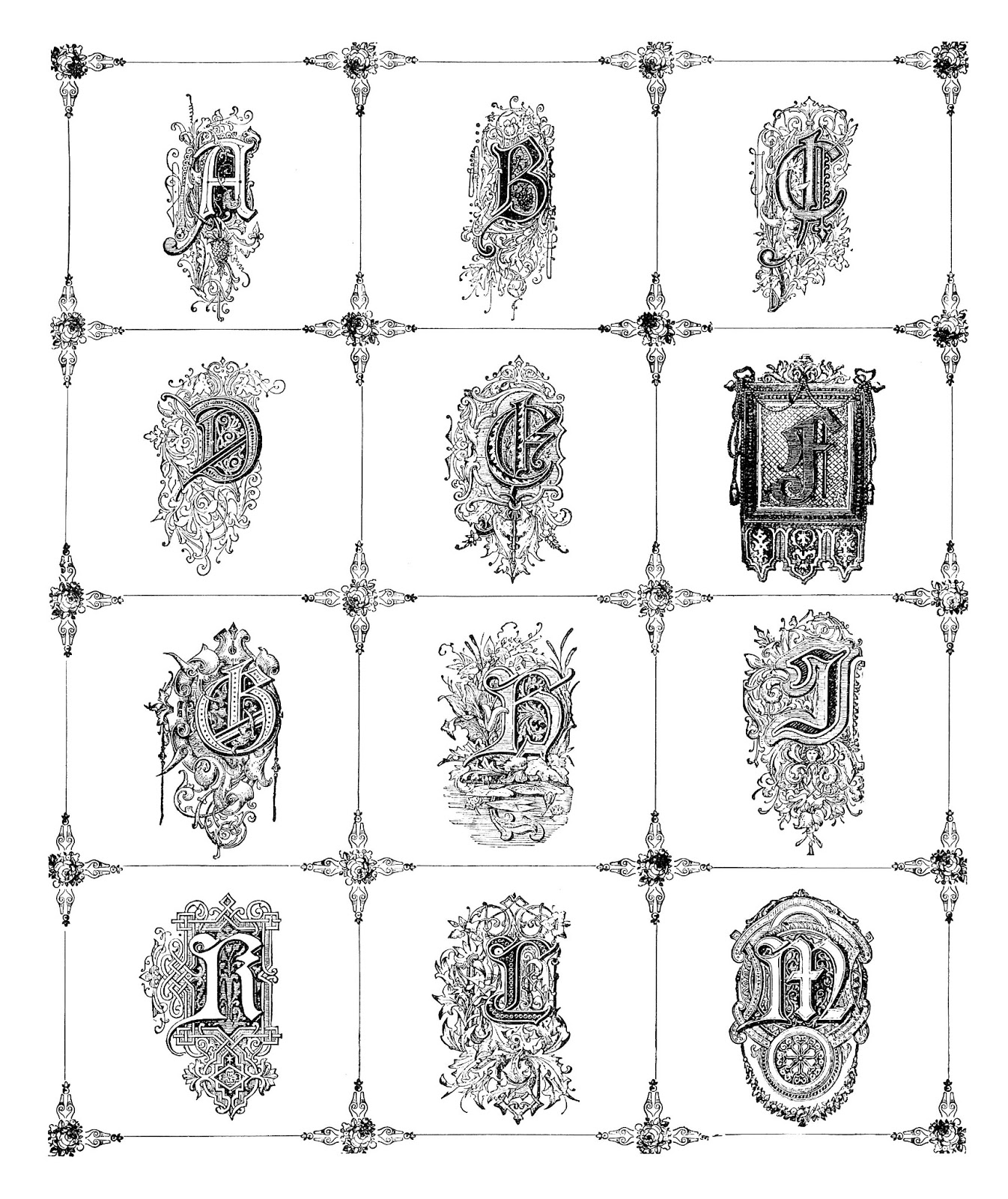 Digital Stamp Design: Alphabet Digital Stamps: Antique Alphabet Letter ...