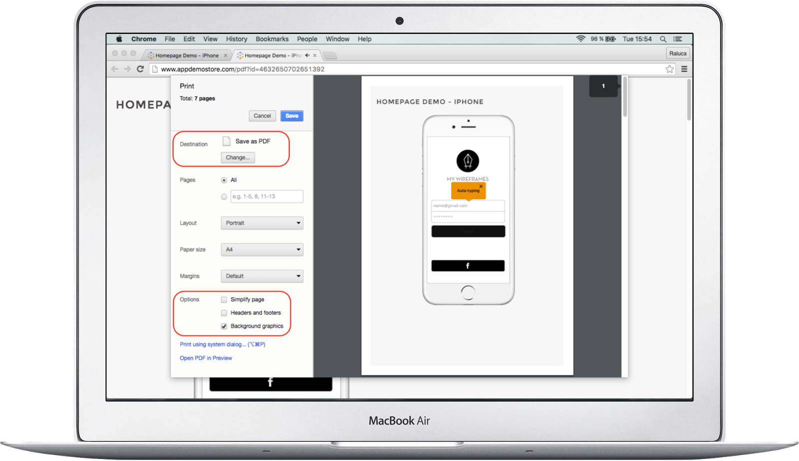 AppDemoStore Blog: How to Print a Mobile App Demo to PDF