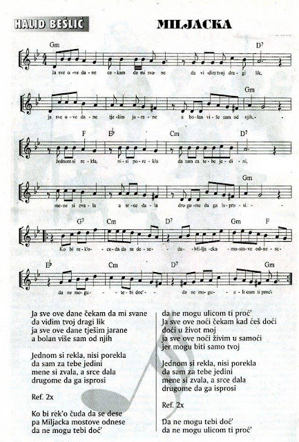 NOTE | DOMACE I STRANE: MILJACKA NOTE AKORDI TEKST