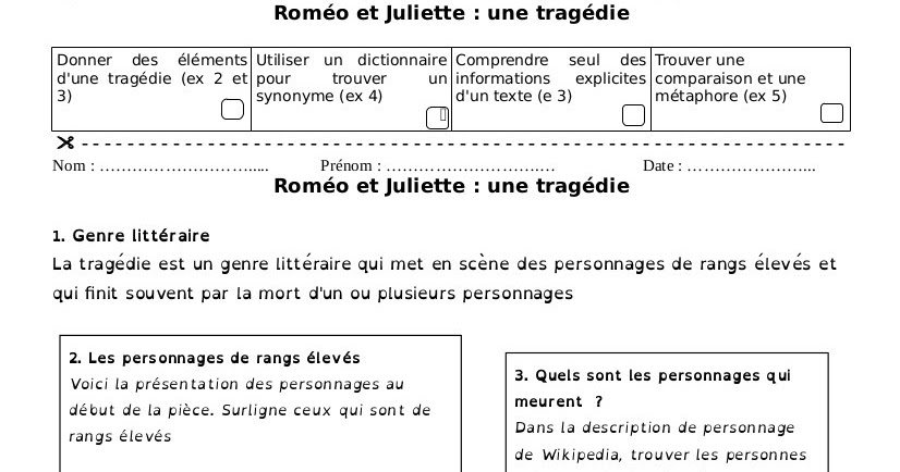 Littérature : Roméo et Juliette