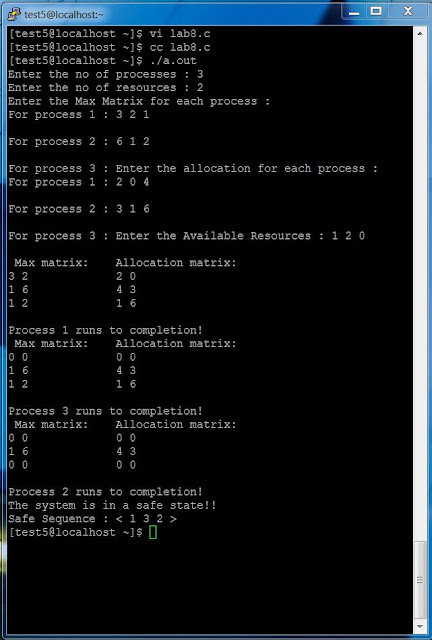 VTU CSE LABS: SS 8 - C - BANKER’S ALGORITHM