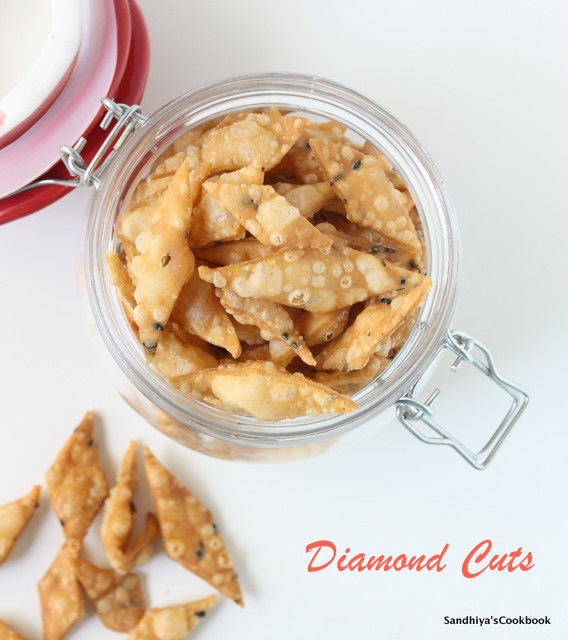 Sandhiya's Cookbook: Savory Diamond Cuts | Thukada | Diwali recipe