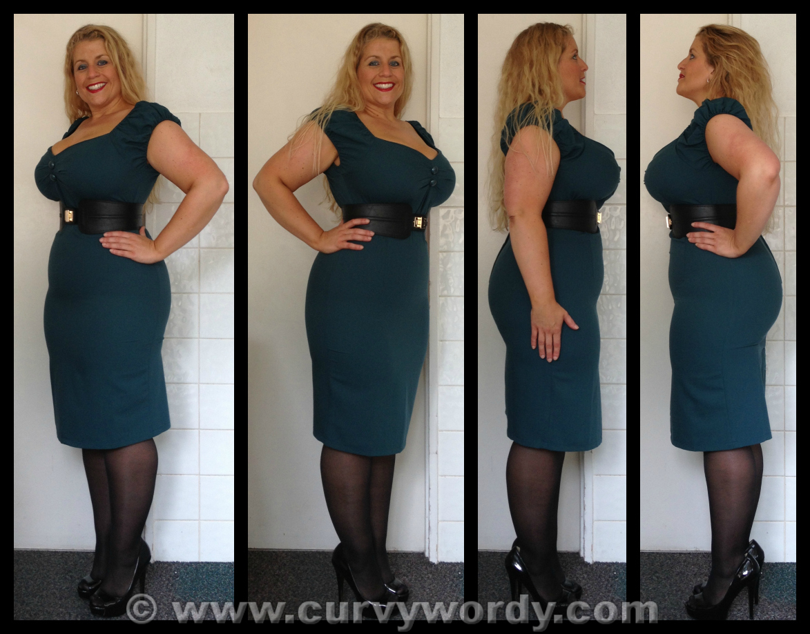 Collectif Dolores Wiggle Jersey Vintage Crepe Dress Teal 16 XL - Curvy ...