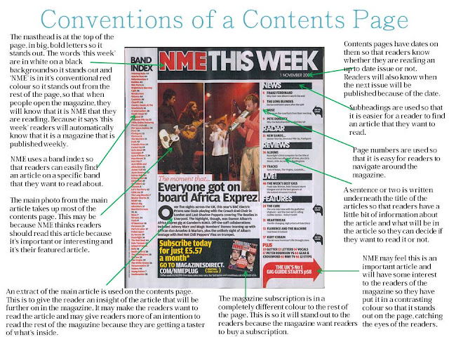 AS Media Blog: Conventions of a Contents Page