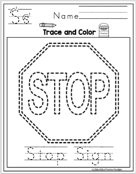 Tracing Practice Vehicles and Signs ~ Preschool Printables