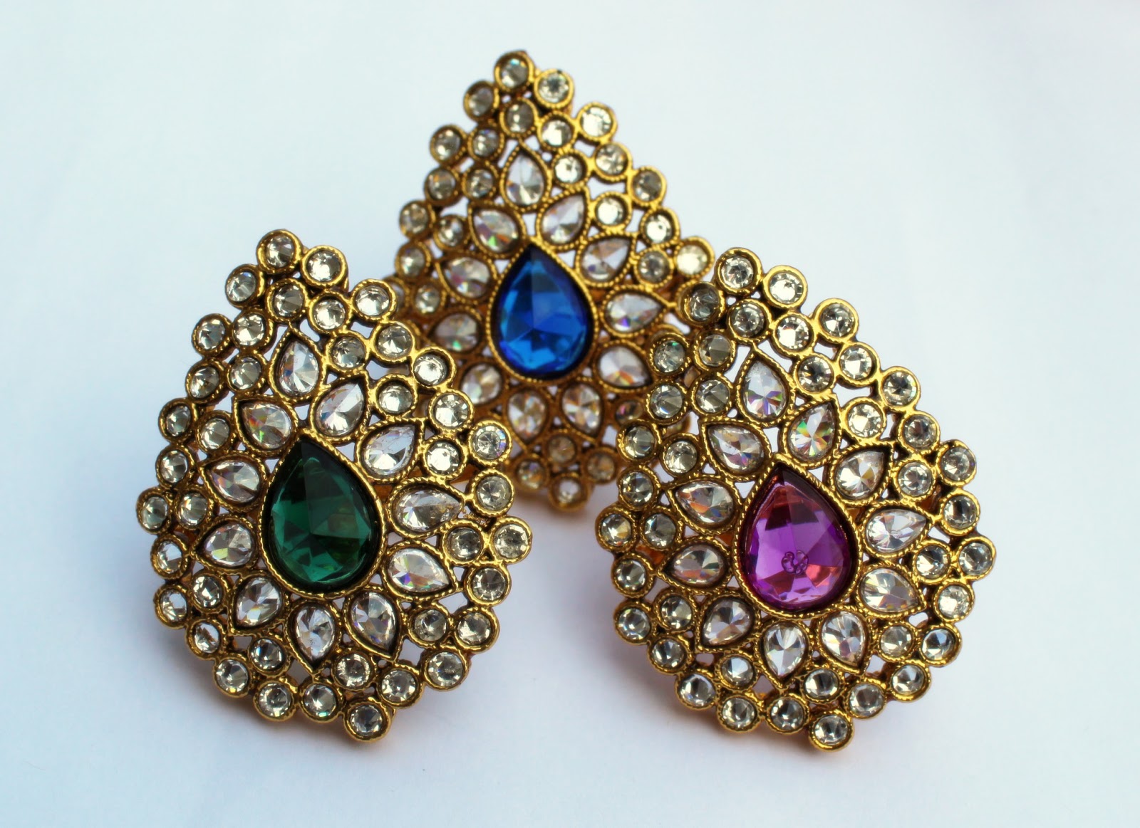 BEAUTIFUL KUNDAN RINGS WITH COLOURED STONES