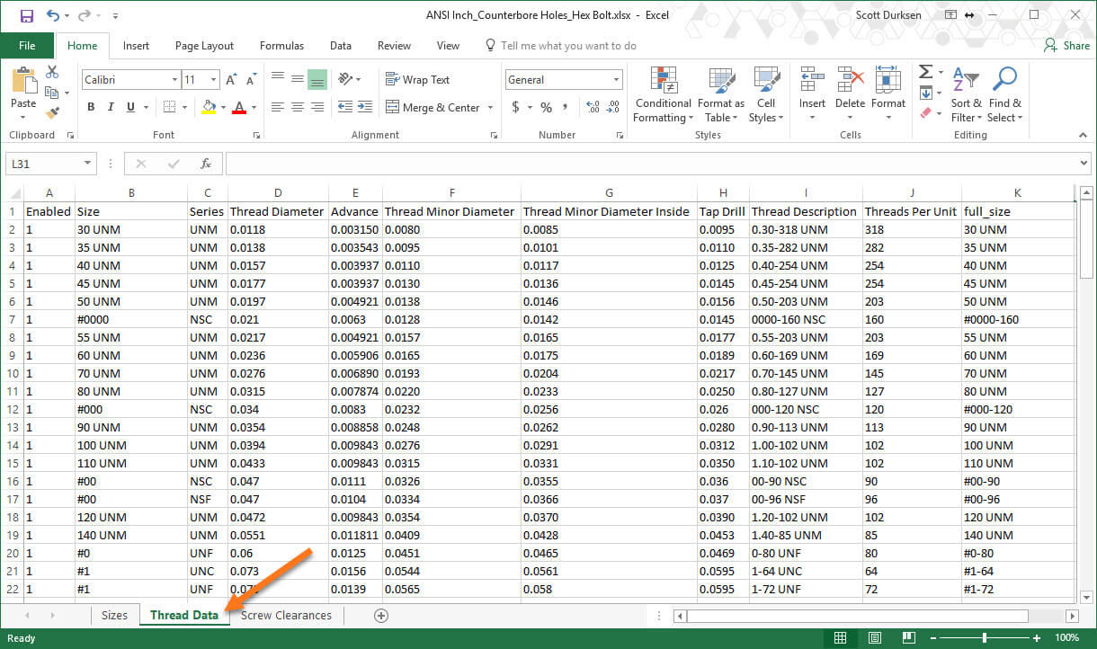 SOLIDWORKS 2018 Import and Export Hole Wizard Data with Excel - test