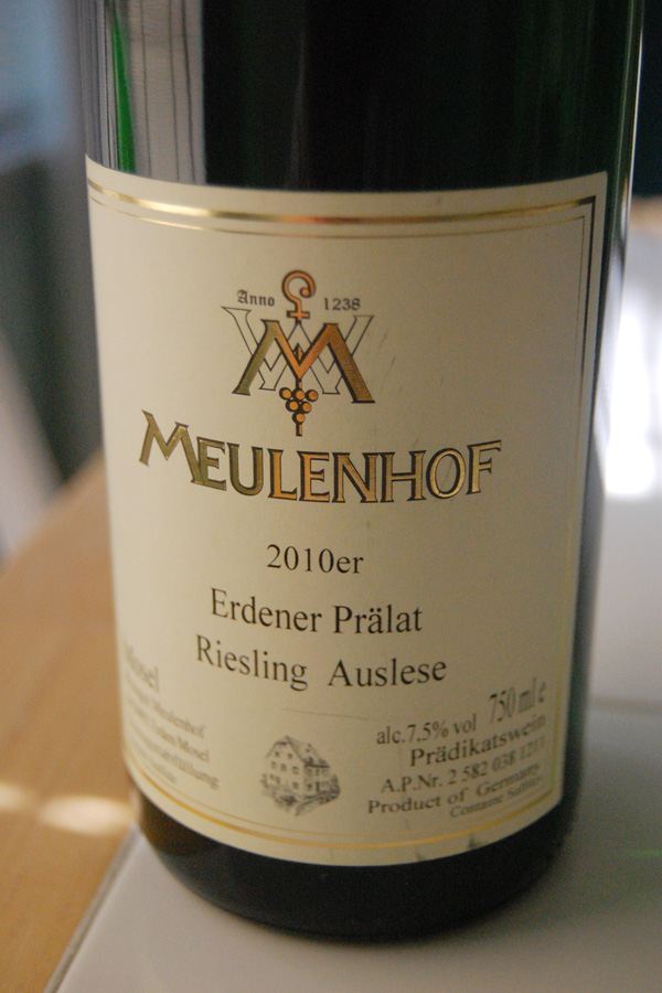 Benito's Wine Reviews: 2010 Meulenhof Erdener Prälat Riesling Auslese