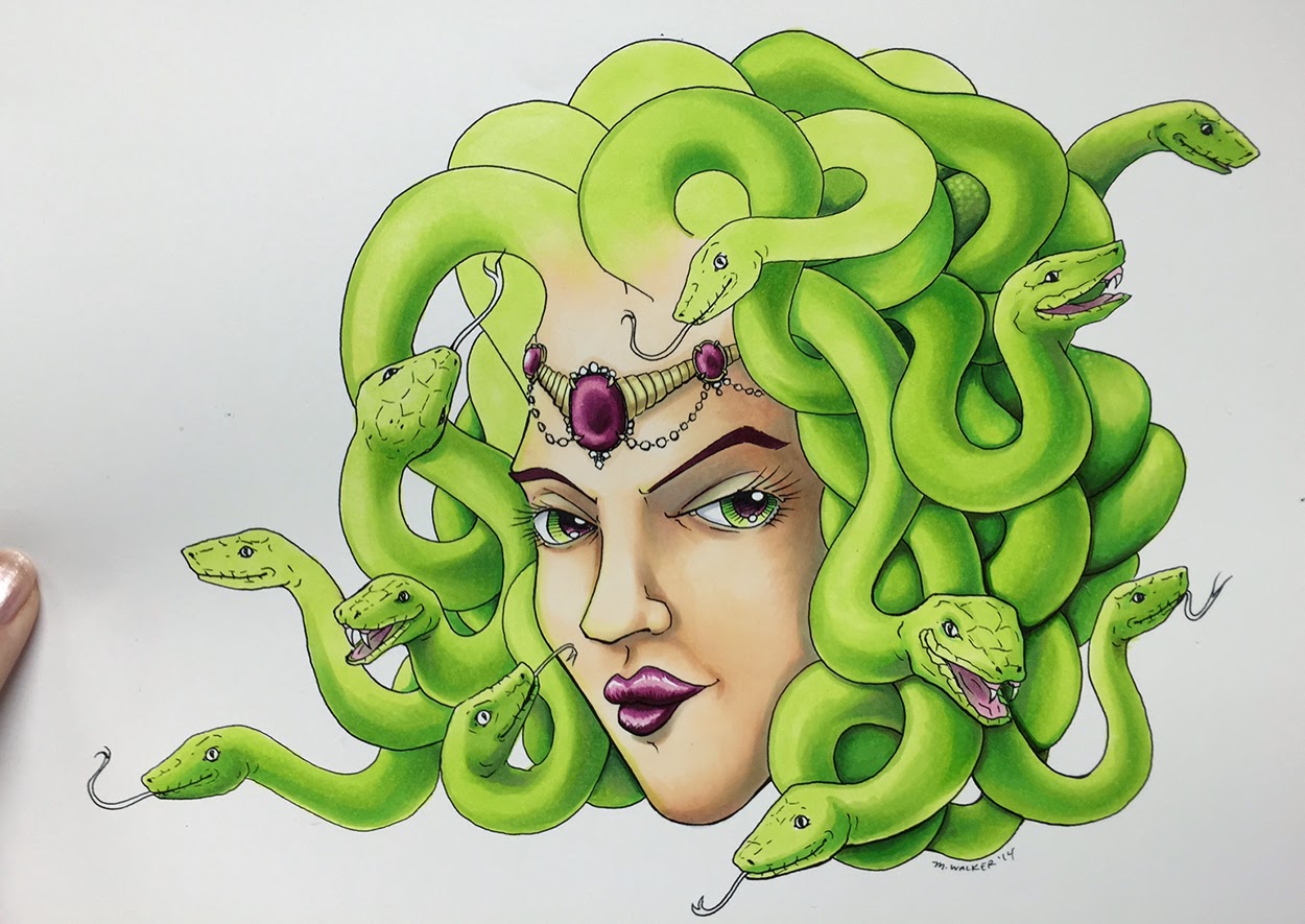 I Like Markers: Coloring Medusa, part 1
