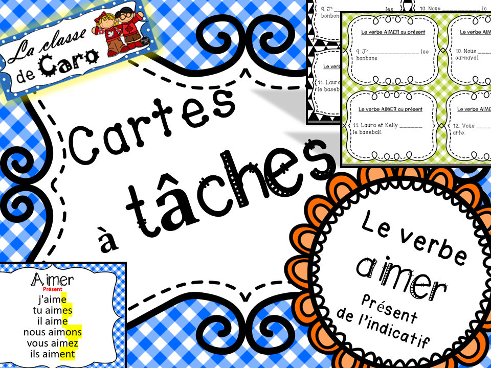 La classe de Caro: Cartes à tâches verbe aimer