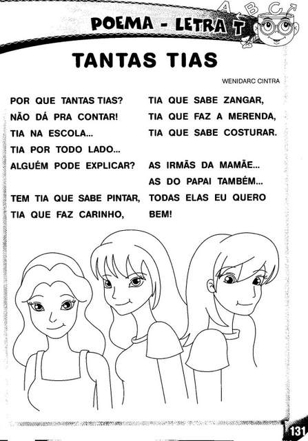 Poema e atividades com a letra T.