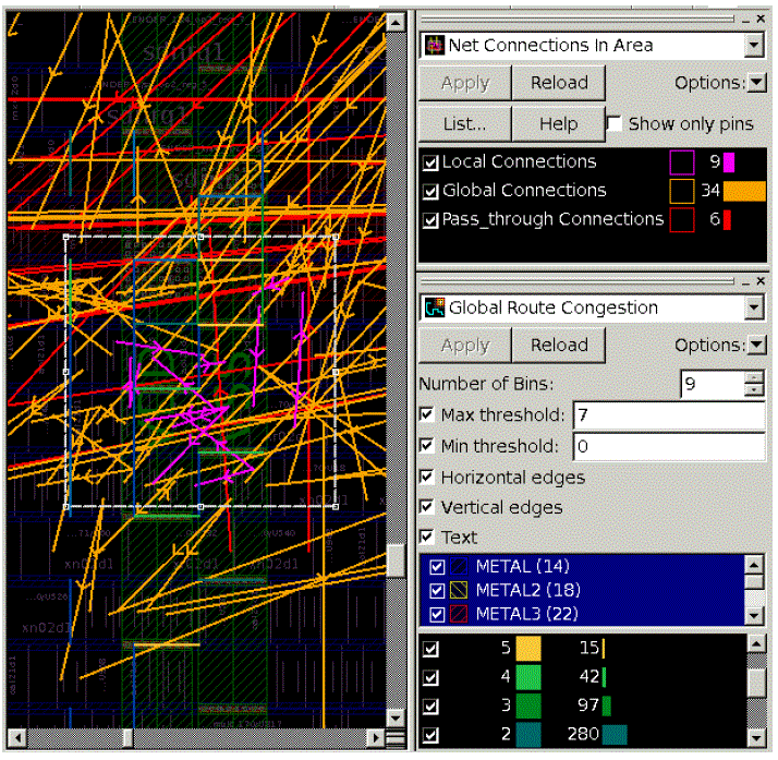 VLSI Physical Design: Net Connections in Area Visual Mode
