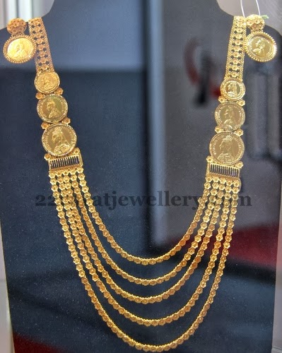 Floral Patterned Chandra Haram - Jewellery Designs