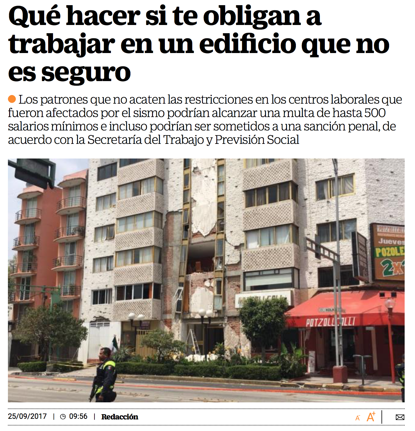 Nutre tu vida: ¿Qué hacer si te obligan a trabajar en un edificio que no es seguro?