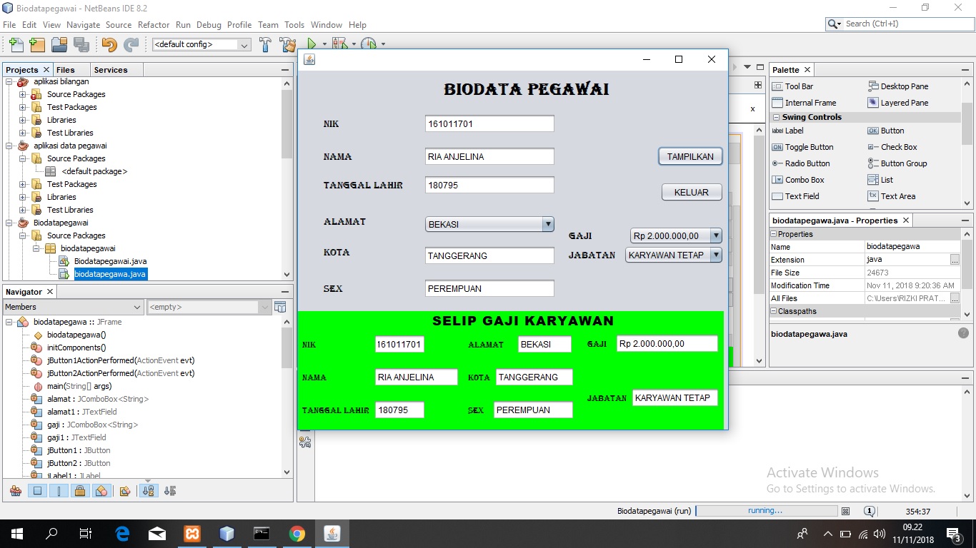 BELAJAR KODINGAN SEMUA PROGRAM: BIODATA PEGAWAI GAJI KARYAWAN