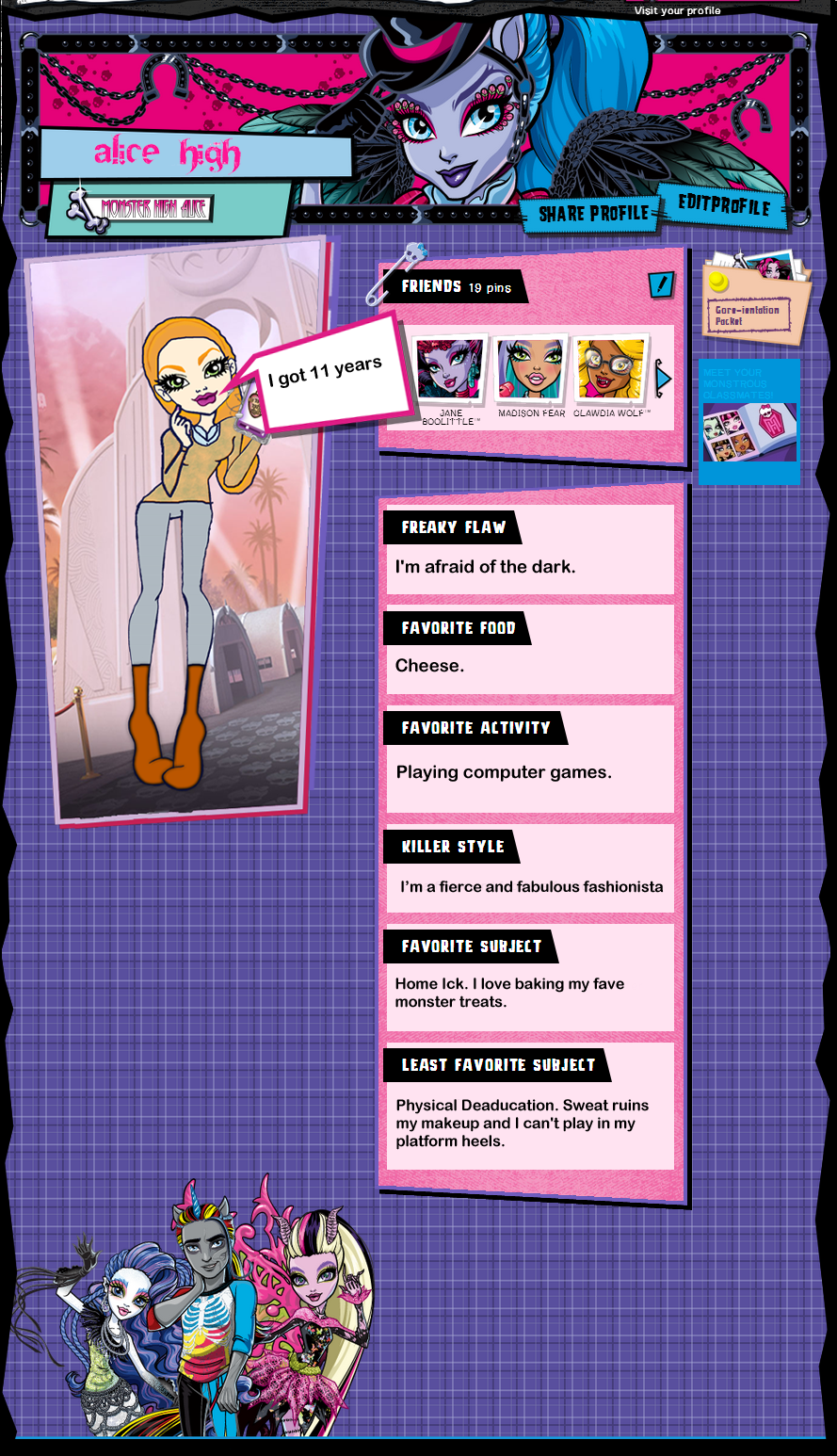 Monster High Alice: Biografia de alice high 2