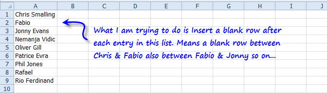 Microsoft Excel Tips Insert A Blank Row After Each Record Without Vba