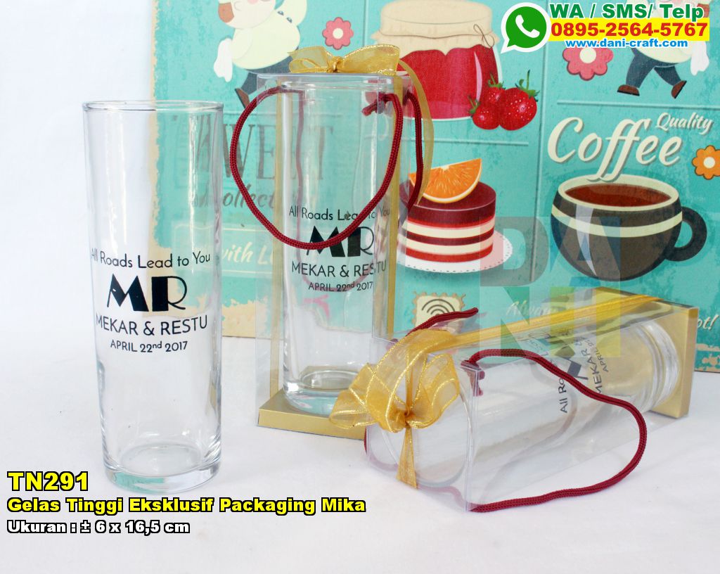 Gelas Tinggi Eksklusif Packaging Mika | Souvenir Pernikahan