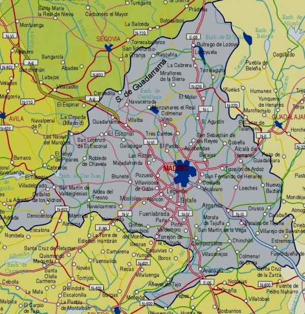 Madrid Tourism Map Regional | Map of Spain Tourism Region and Topography