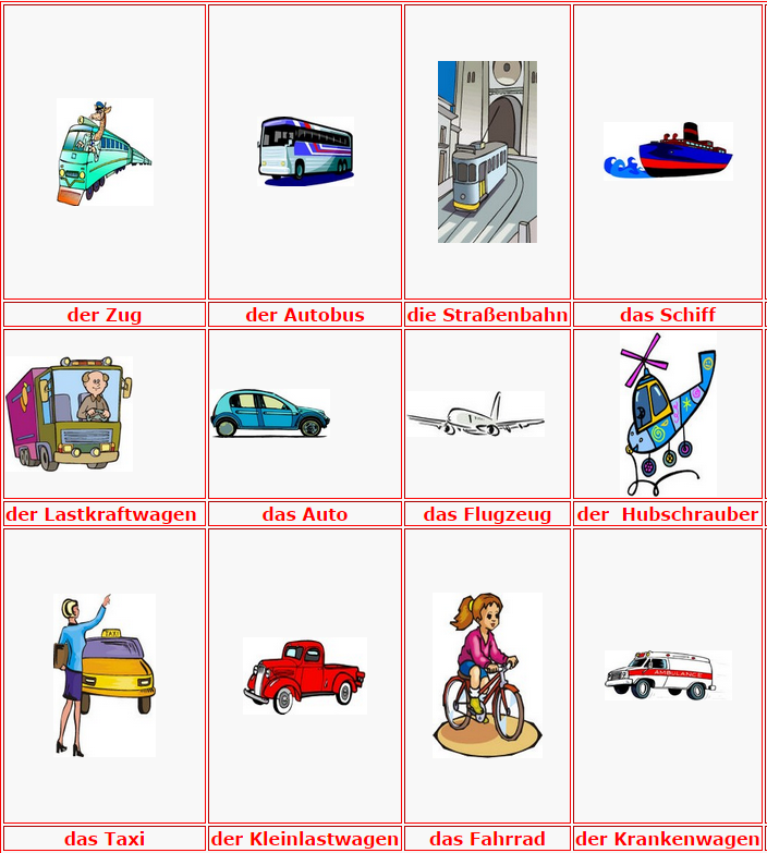 German Vocabulary - Means of transportation « L E A R N G E R M A N