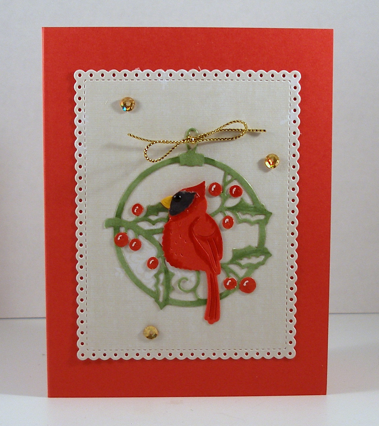 CottageCutz: Cardinal Ornament Card