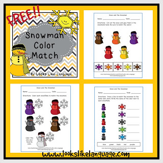 Classroom Freebies Too: Snowman Color Match 2 by Looks-Like-Language