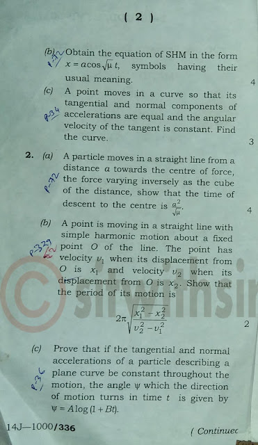 maths question paper for bsc student appearing for 5th sem examination ...