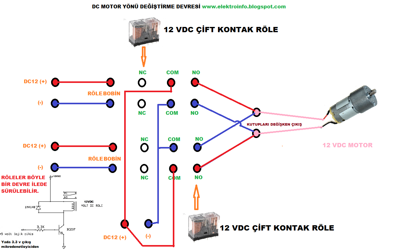 Dc Motor Yönü Değiştirme Devresi ~ Elektronik Devreler