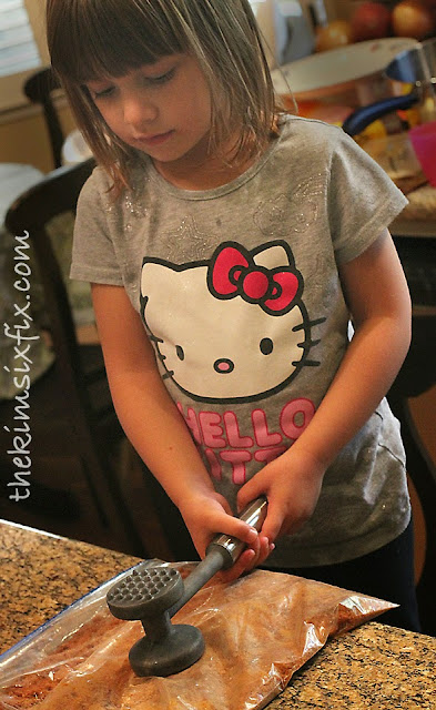 Crush cookies to fine crumbs with rolling pin in zip-top bag (or ...