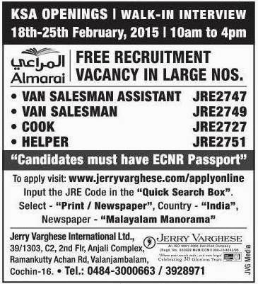 Gulf Jobs and Middle East Jobs: Almarai recruitment in Kerala