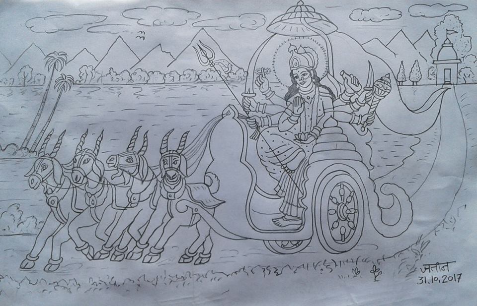 CHODAVARAMNET: GODDESS SRI KANAKA DURGA MATHA PENCIL SKETCH