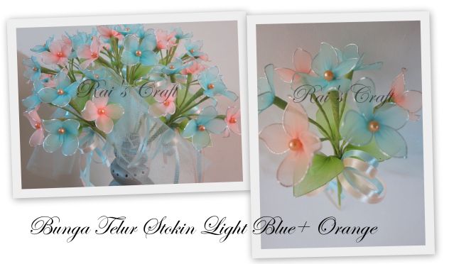 Rai's Craft: Bunga telur stokin biru orange