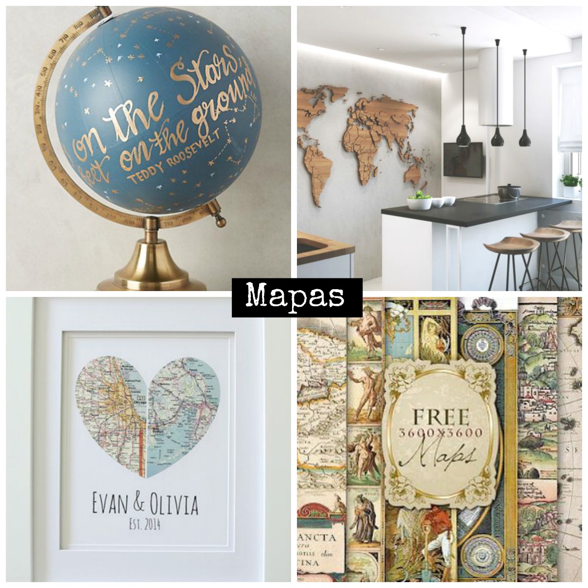 Ideas de Mapas en Decoración | La Taza de Loza