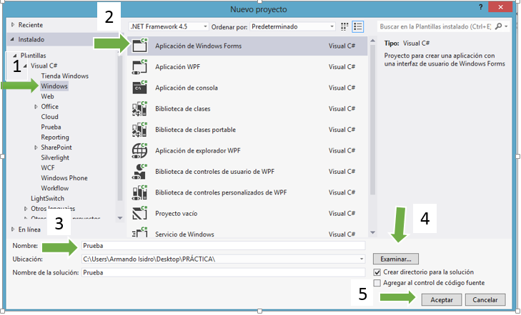 Aplicación de Windows Forms C#: Ejercicio Hecho en Windows Forms C#