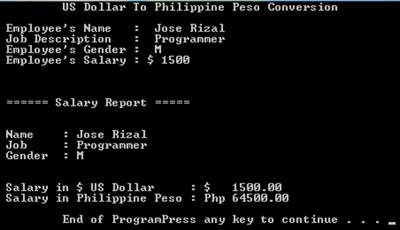 Free Programming Source Codes and Computer Programming Tutorials: Currency Converter in C++