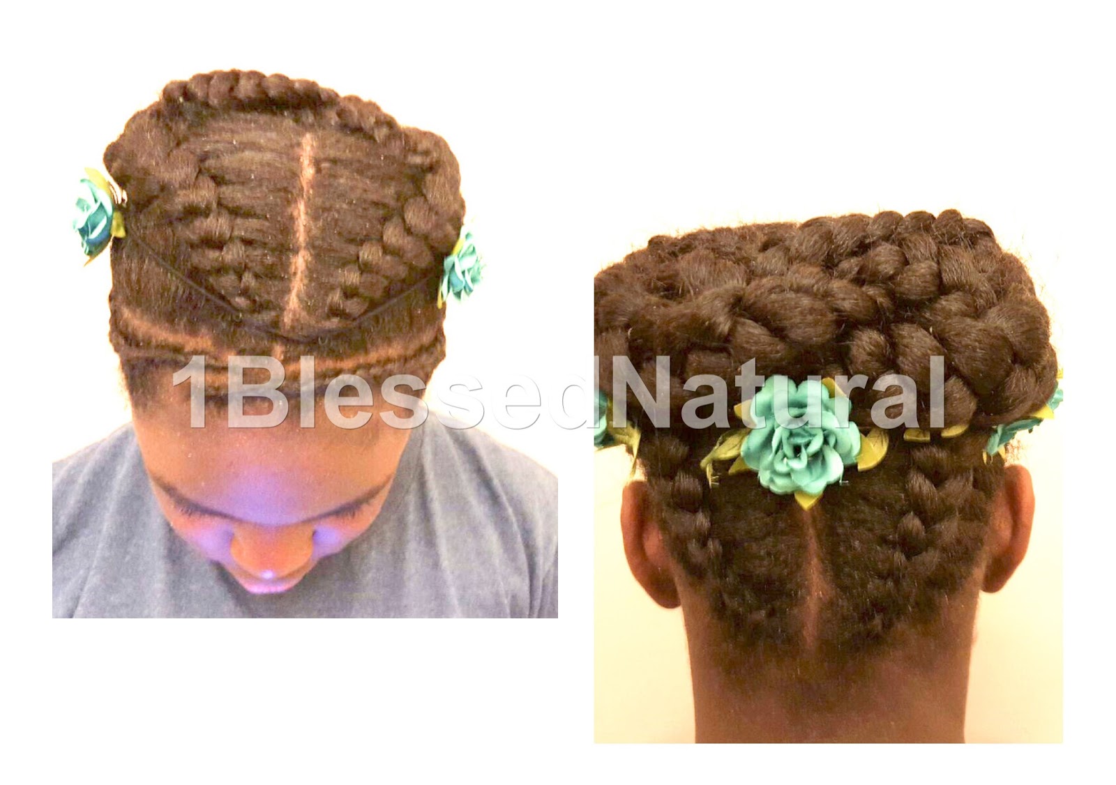 1BN Kids: Cornrows into a Crisscross/Flower Braided Bun