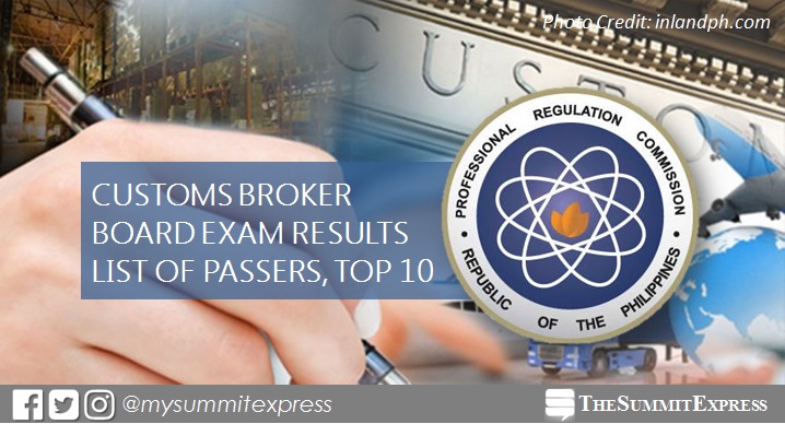 FULL RESULTS: November 2017 Customs Broker board exam passers list, top 10