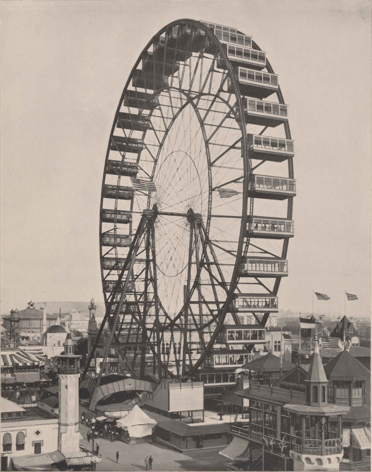 View from a car on the world's first Ferris Wheel, at the Chicago World ...