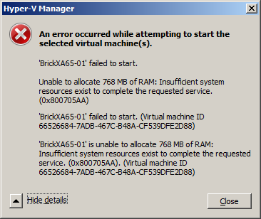 Guillermo Musumeci Blog: MS: Hyper-v R2 VM failed to start - Unable to allocate Ram ...