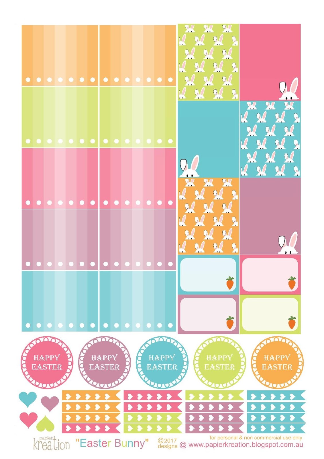 papier kreation: Easter Bunny Printables Planner Sticker Part 1