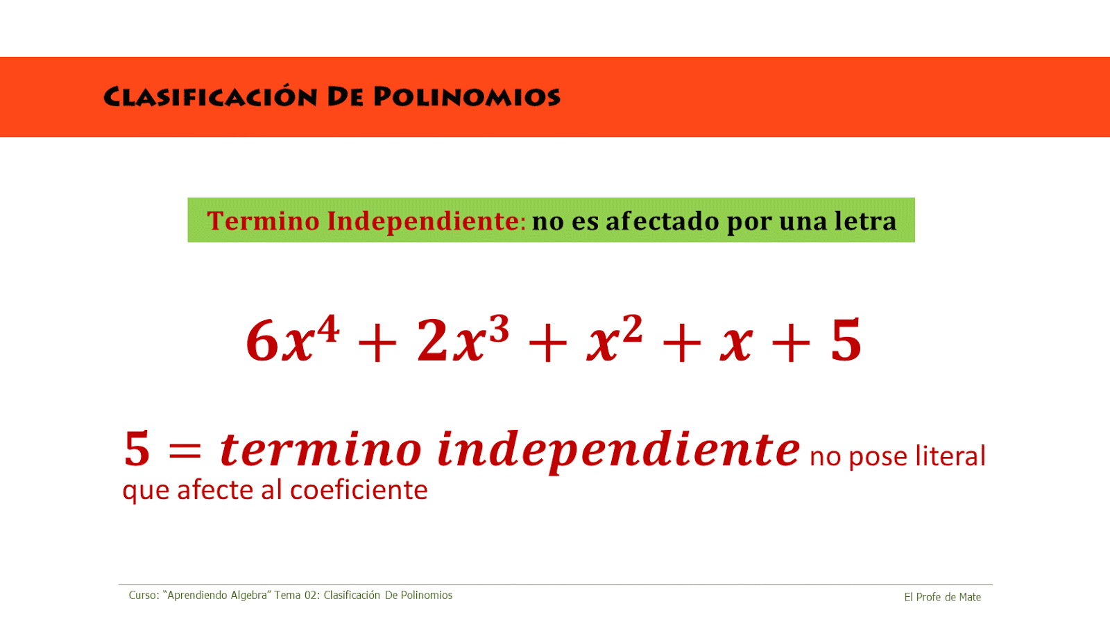 El Profesor de Matemáticas: Clasificación de Polinomios
