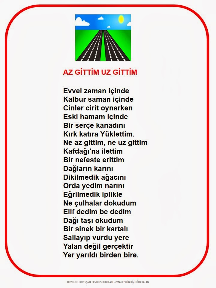 DİL , KONUŞMA ve SES BOZUKLUKLARI UZMANI PELİN KİŞİOĞLU KALAN: Tekerlemeler