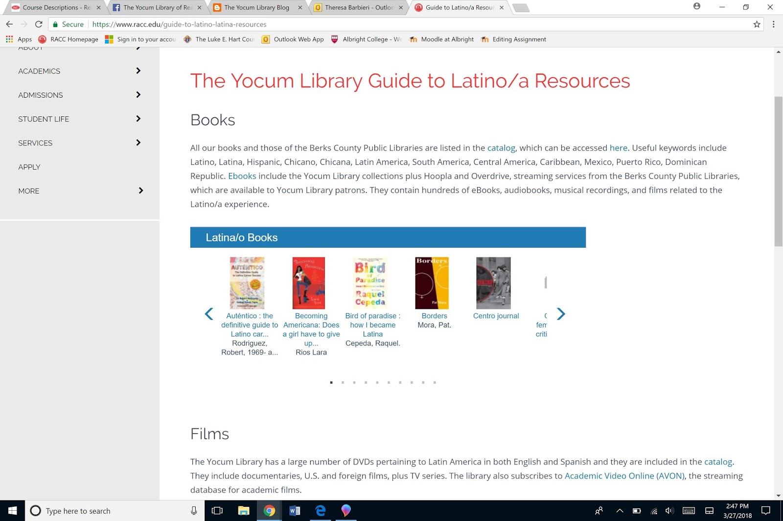 The Yocum Library Blog: A Guide to Latina/Latino Resources: New Library ...