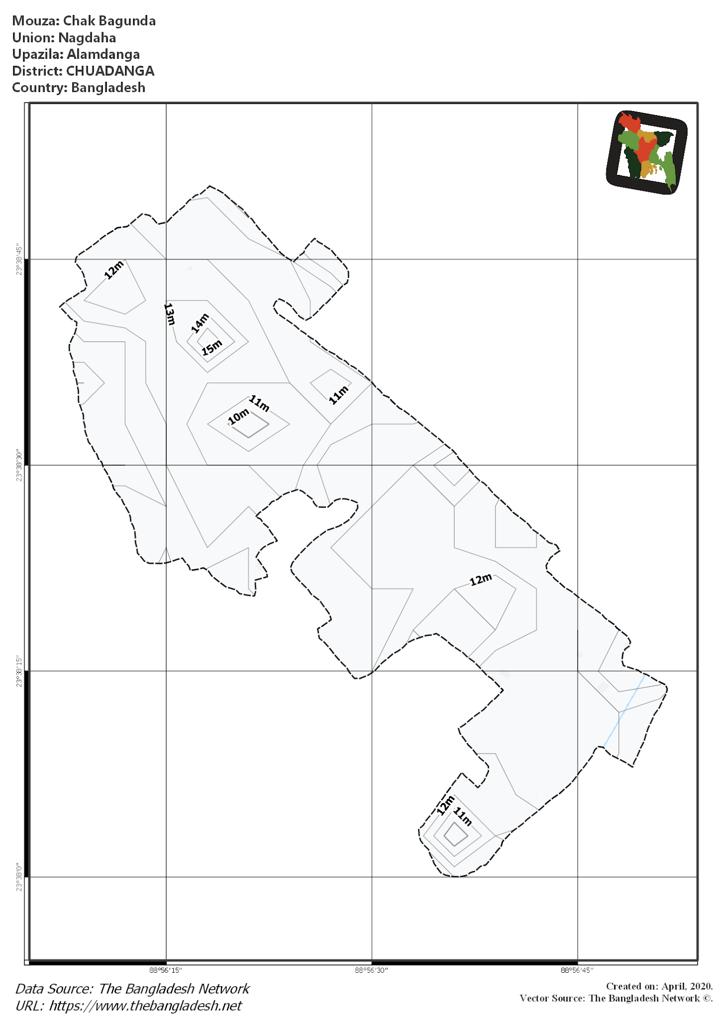 Map of Chak Bagunda Mouza, Alamdanga, Chuadanga